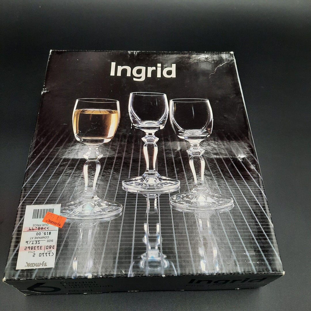 Ingrid Bohemia Lead Crystal Cordial Liqueur Glasses Set of 6 60ml ...