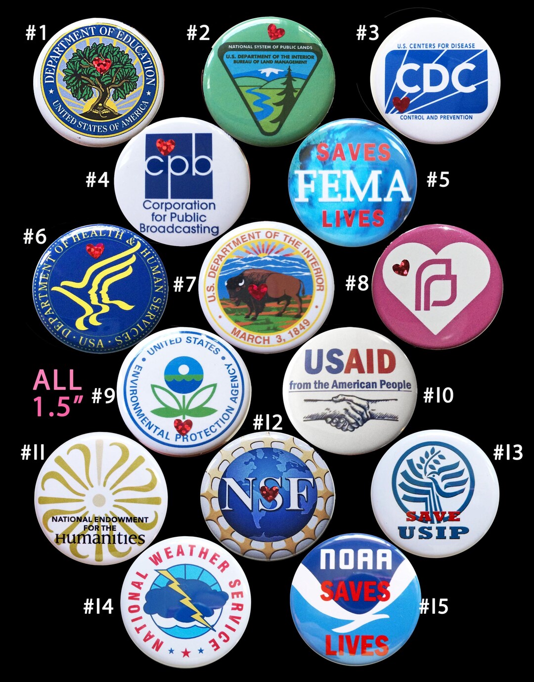 Political Button Pins: EPA, NPR, CDC, Planned Parenthood (1.5 Inch) - Etsy