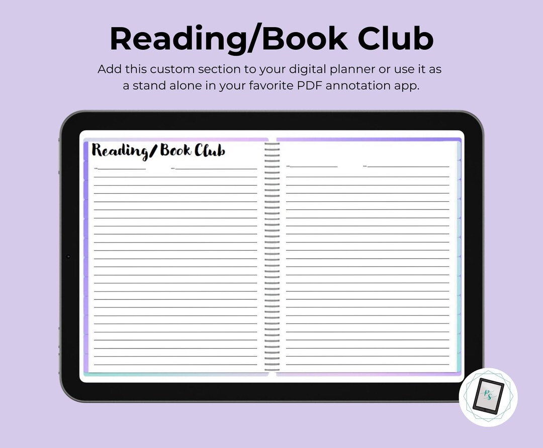 Digital Reading Log & Book Club Planner | Track Your Reading | Instant ...