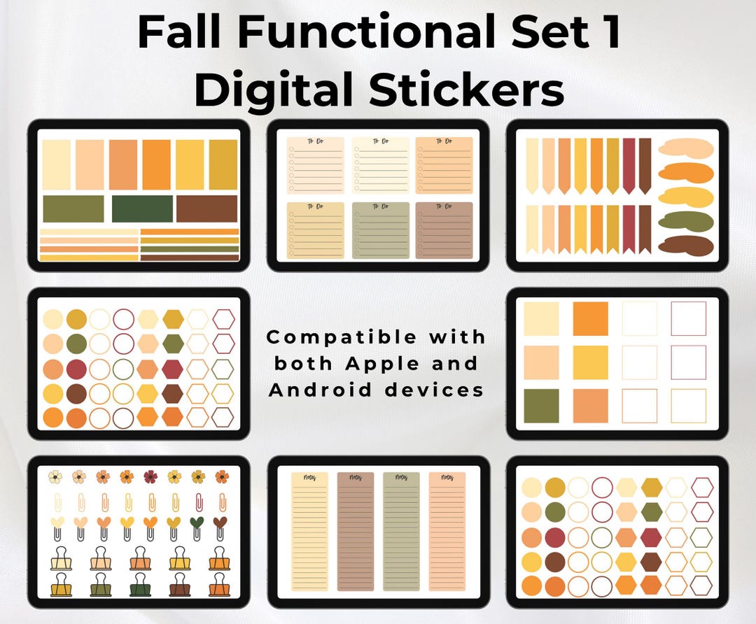 Fall Themed Functional Digital PNG Stickers - Etsy