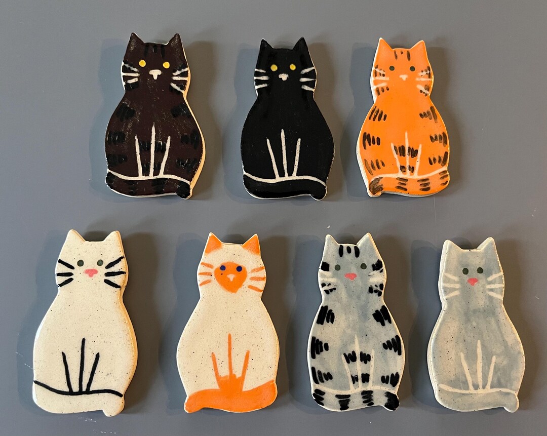 Handmade Ceramic Cat Magnets - Etsy