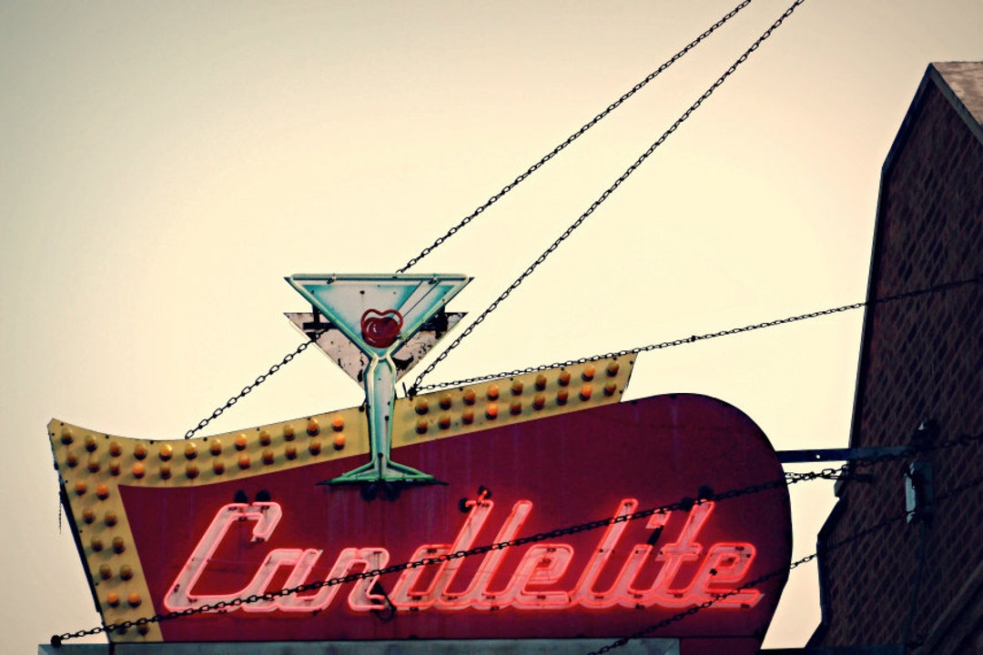 Chicago Photography Print: Vintage Neon Candlelite Sign, Rogers Park - Etsy