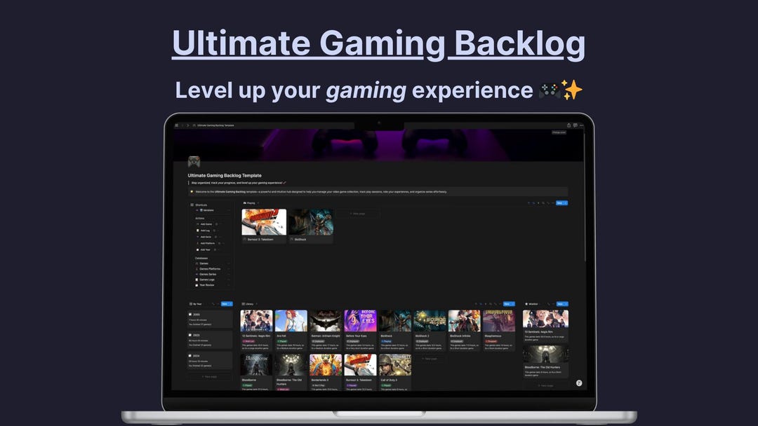 Notion Template: Gaming Backlog Tracker for Video Games Manage Your Playtime & Progress ...
