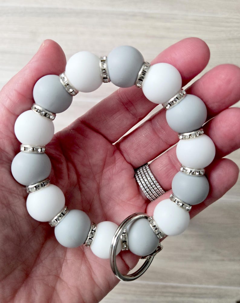 Beaded Wristlet Keychain - Silicone Key Holder Bracelet With ...