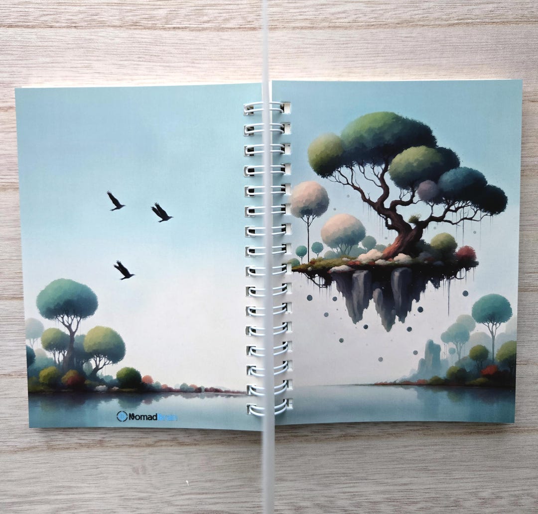 Fantasy Floating Island A6 Spiral Notebook - 200 Lined Pages Whimsical ...