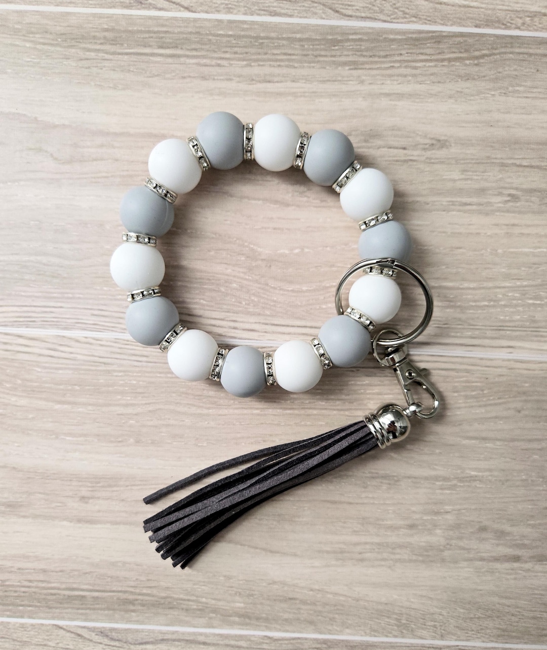 Beaded Wristlet Keychain - Silicone Key Holder Bracelet With ...