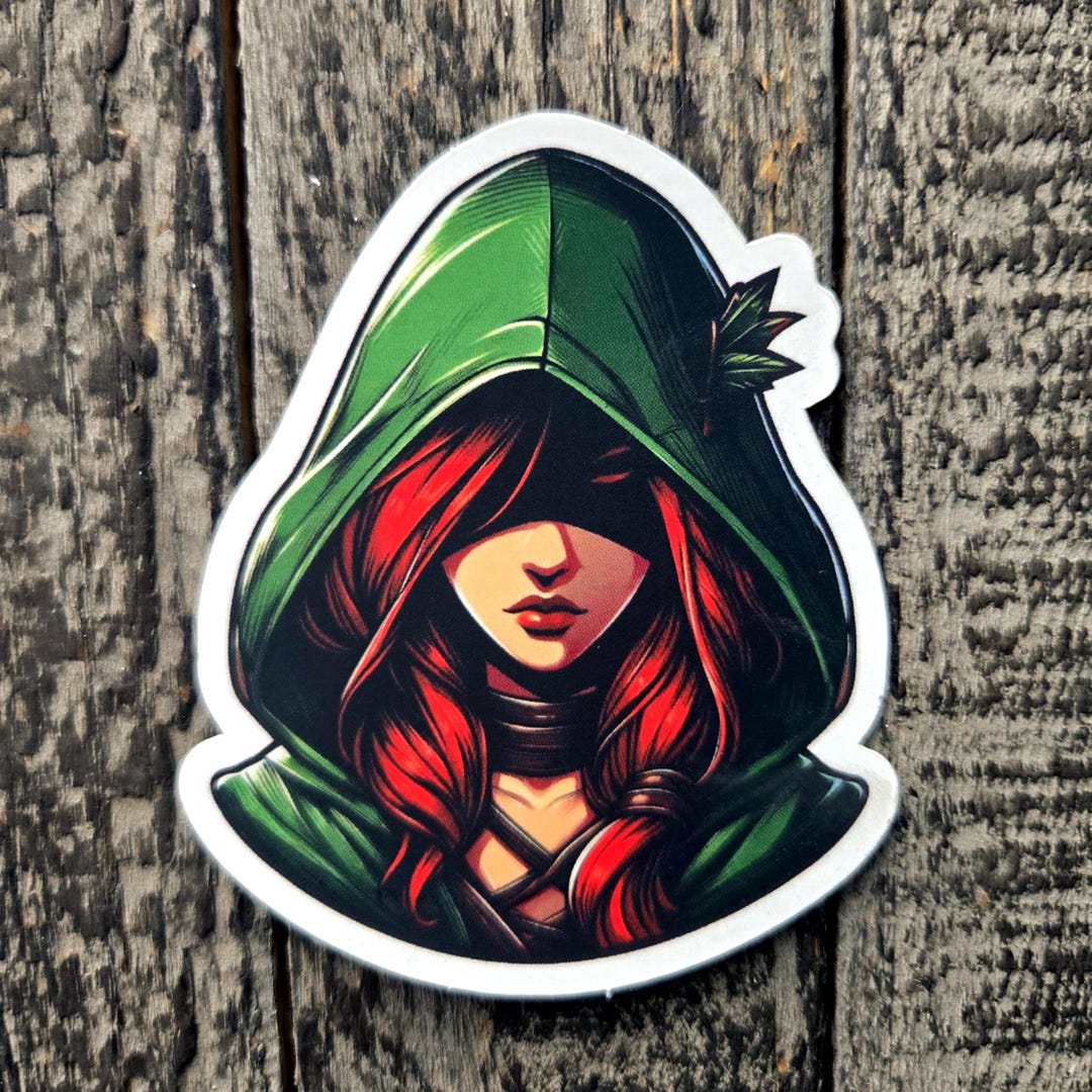 Hooded Ranger Vinyl Sticker - Fantasy Female Warrior Decal - Waterproof ...