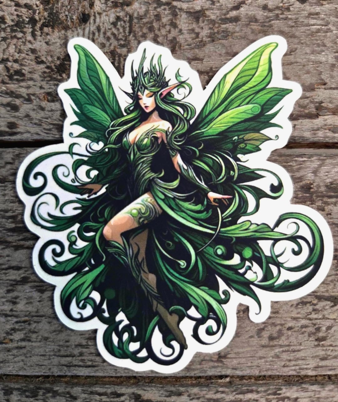Green Fairy Vinyl Sticker - Winged Fae Decal - Waterproof - Fantasy ...