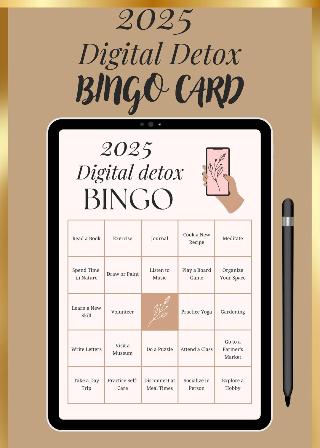 Printable 2025 Digital Detox Bingo Card - Etsy