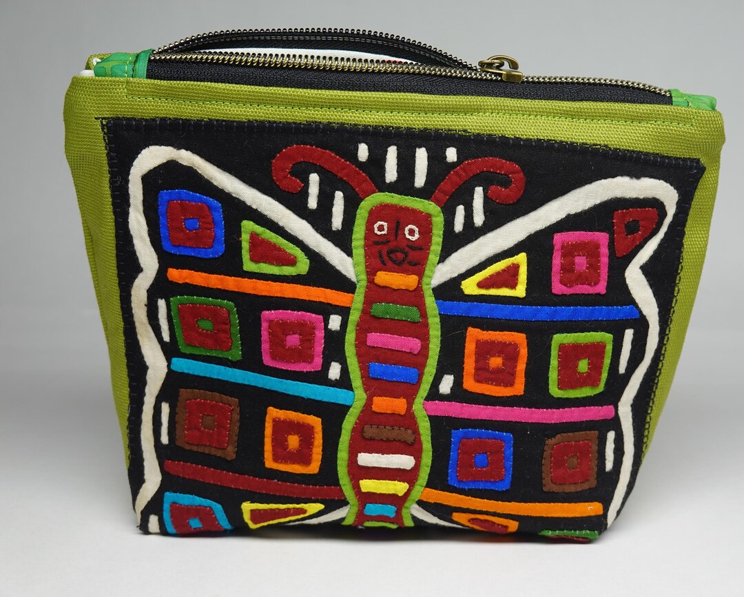 Handmade Mola Butterfly Zipper Pouch: Colorful Textile Bag - Etsy
