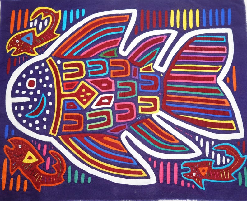 Mola Bright Fish: Handmade Kuna Art Textile - Etsy