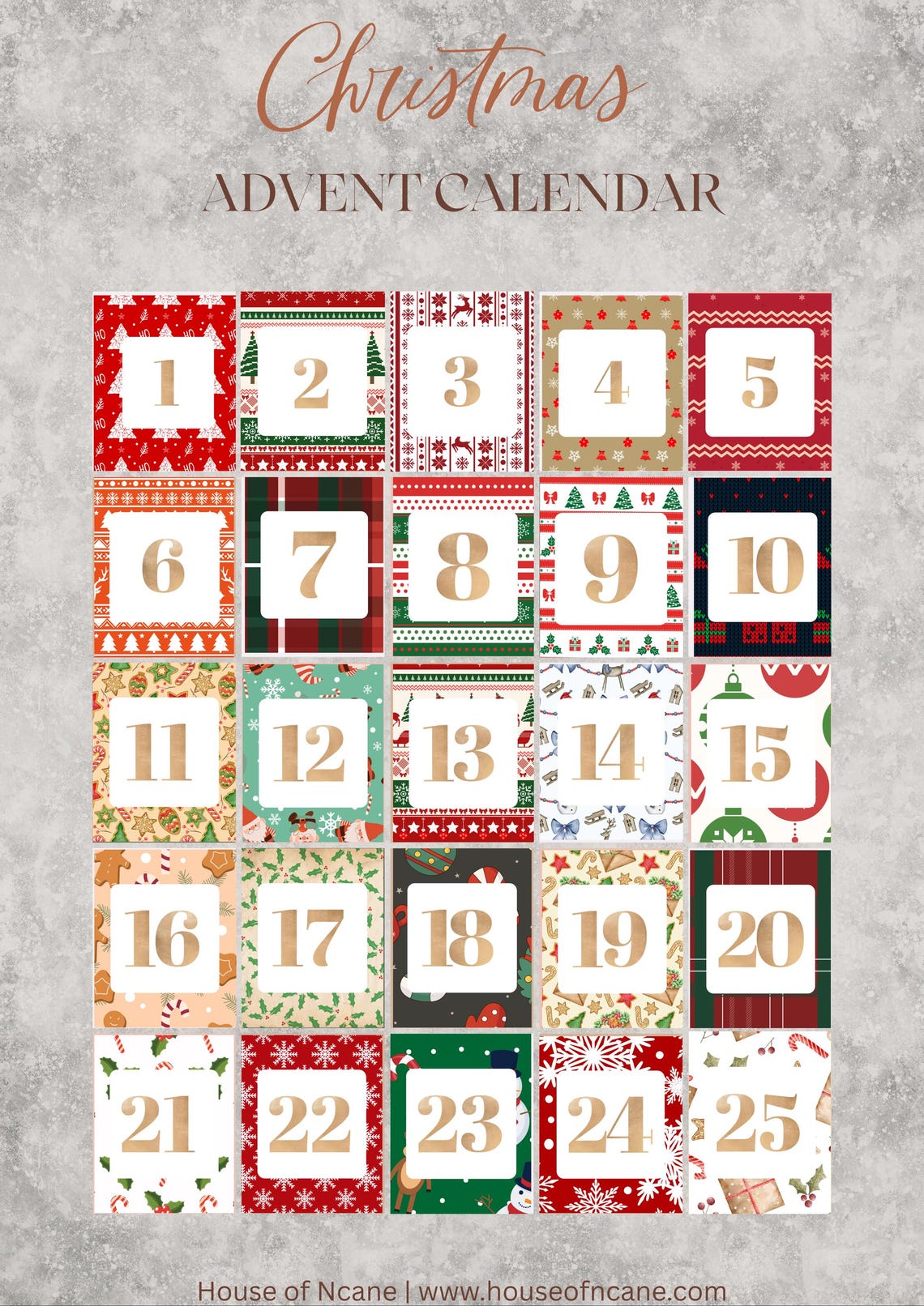 Printable Christmas Advent Calendar Numbers – DIY Holiday Craft ...