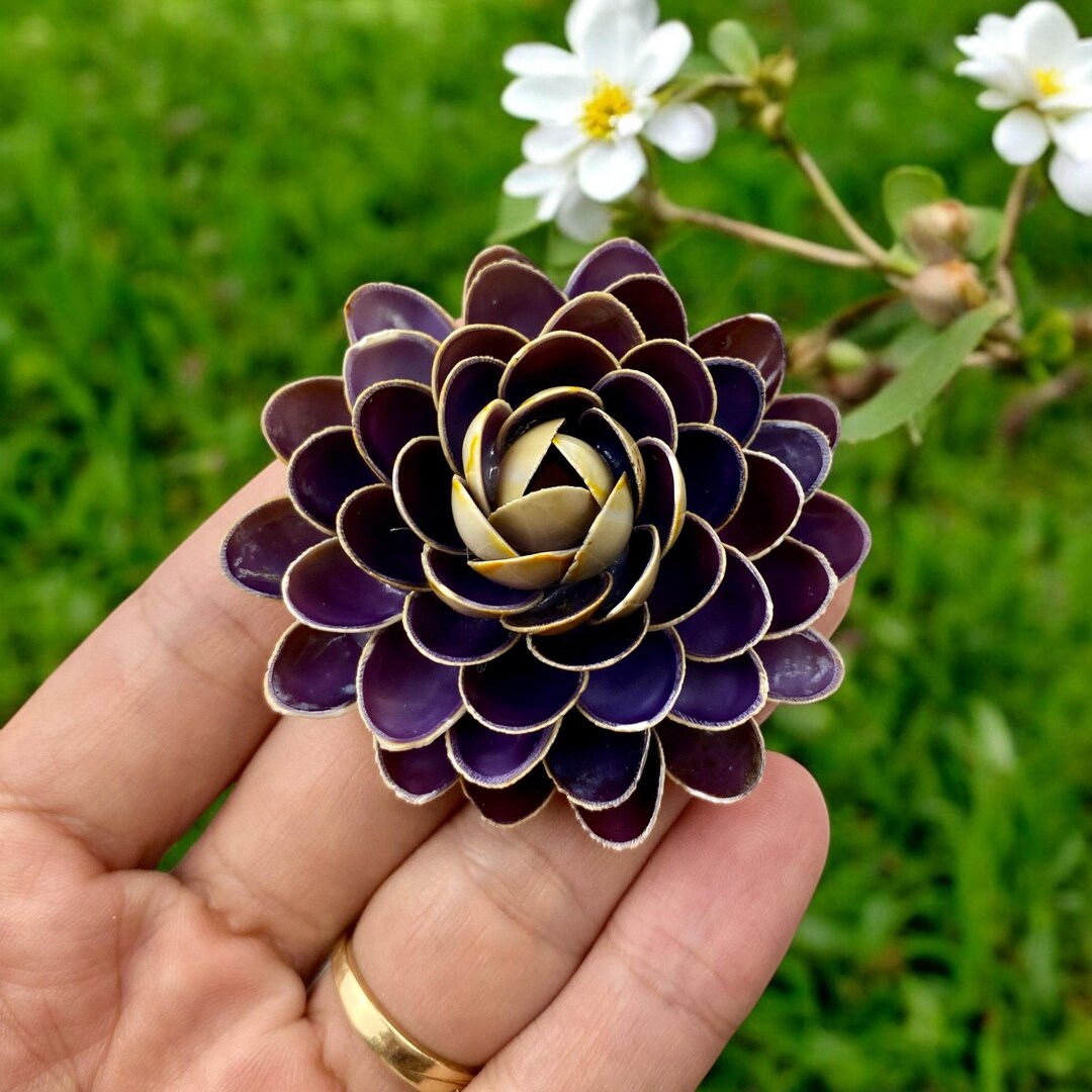 Purple Sea Shell Flowers Decoration, Handmade Flower Beach Wedding ...