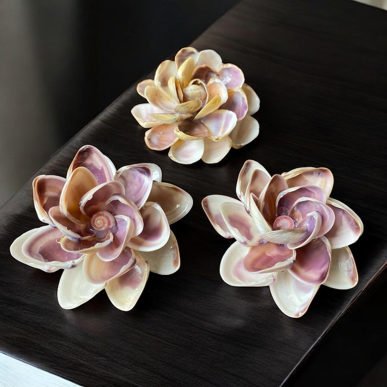 3 Colorful Sea Shell Flowers Beach Wedding Decor, Seashell Flowers ...