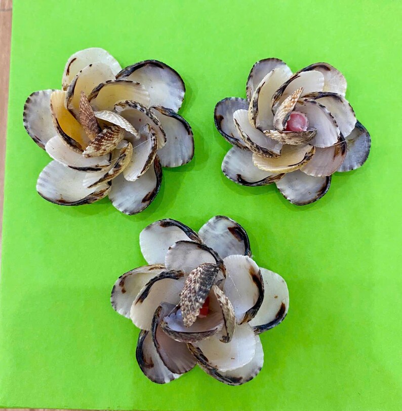 3 Colorful Sea Shell Flowers Beach Wedding Decor, Seashell Flowers ...