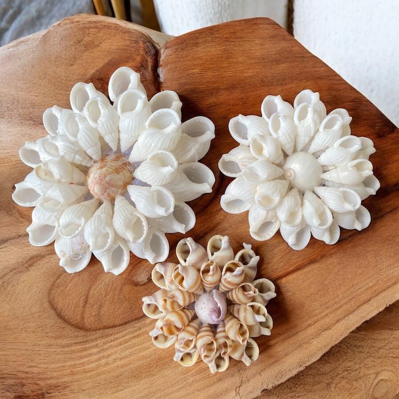 3 Colorful Sea Shell Flowers Beach Wedding Decor, Seashell Flowers ...
