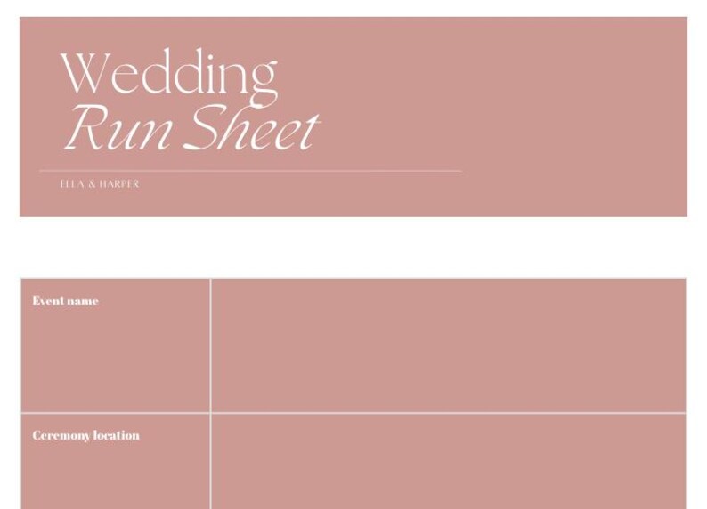 The Ultimate Wedding Run Sheet - Etsy Australia
