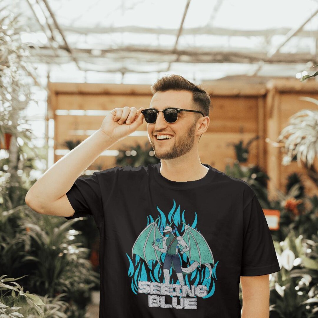 Seeing Blue Dragon Streamer T-shirt, Gaming Tee, Graphic Gamer Shirt ...