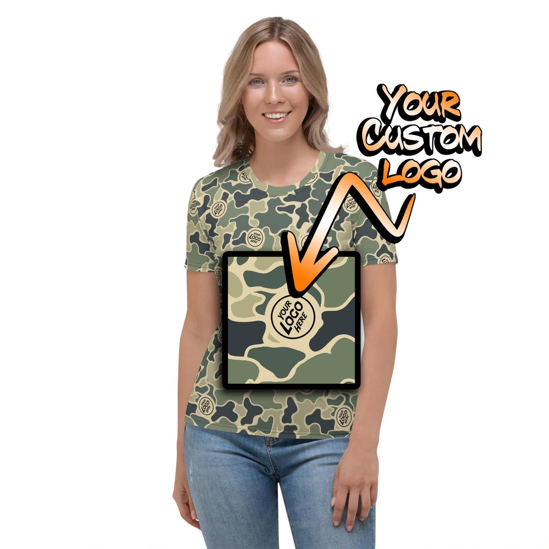 CUSTOM LOGO Camo Pattern Women's T-shirt With Your Logo - Hunting Camo ...