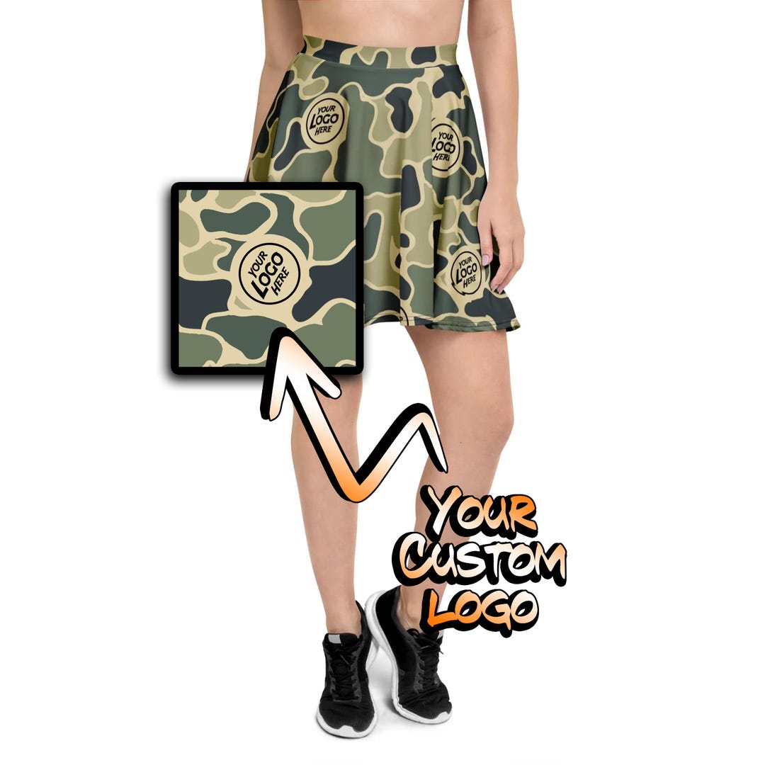 CUSTOM LOGO Camo Pattern Skater Skirt With Your Logo - Hunting Camo ...