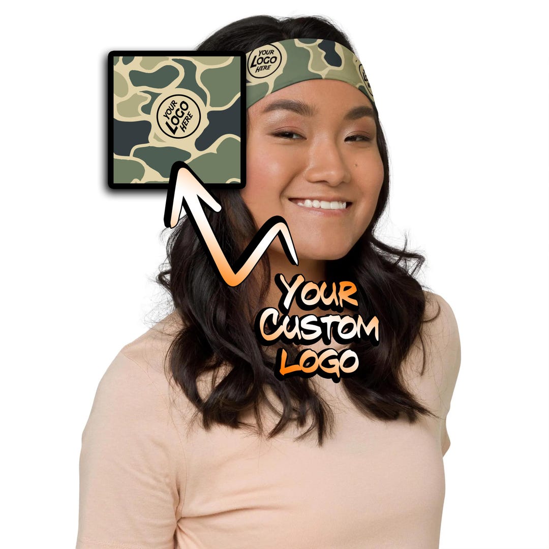 CUSTOM LOGO Camo Pattern Headband With Your Logo - Hunting Camo Gear ...