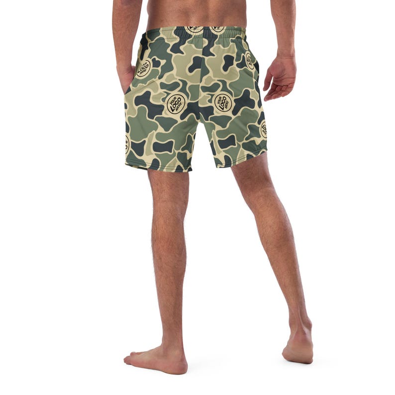 CUSTOM LOGO Camo Pattern With Your Logo Recycled Swim Trunks - Burlebo ...