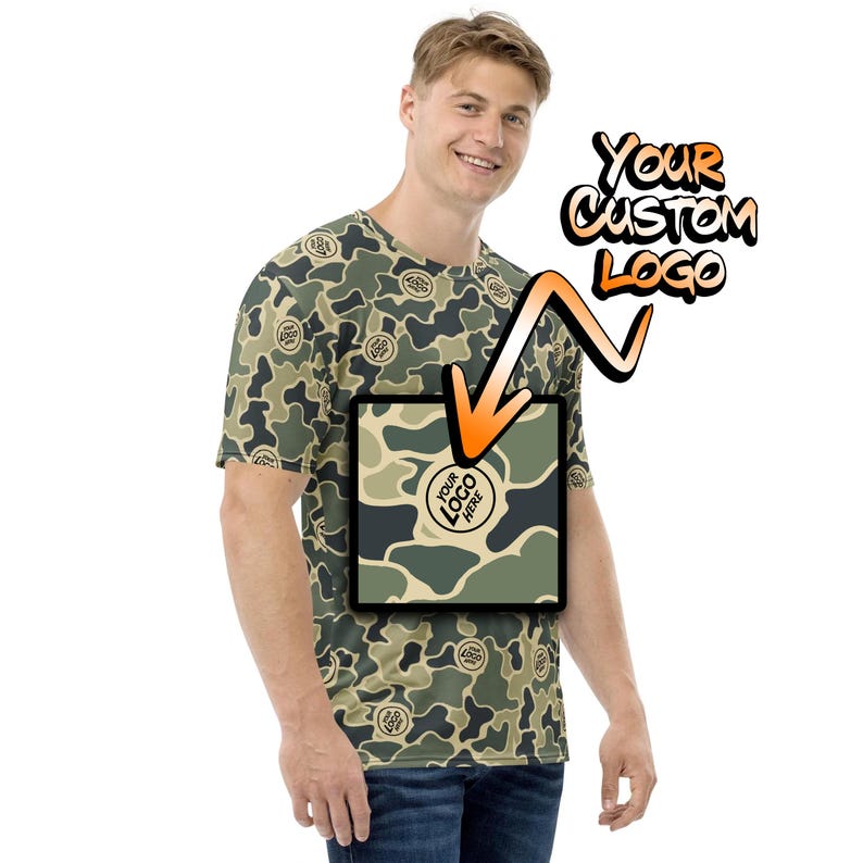 CUSTOM LOGO Camo Pattern With Your Logo Men's T-shirt - Burlebo ...