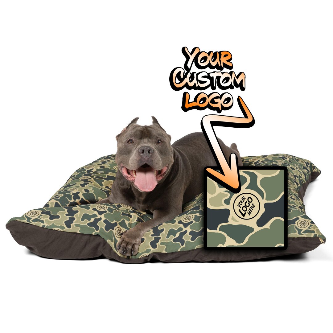 CUSTOM Logo Camo Print Pet Bed for Comfortable Pets, Burlebo Camo Dog ...