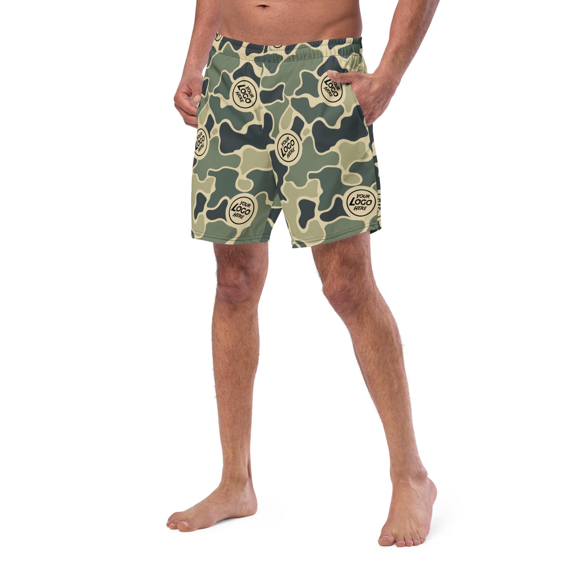 CUSTOM LOGO Camo Pattern With Your Logo Recycled Swim Trunks - Burlebo ...