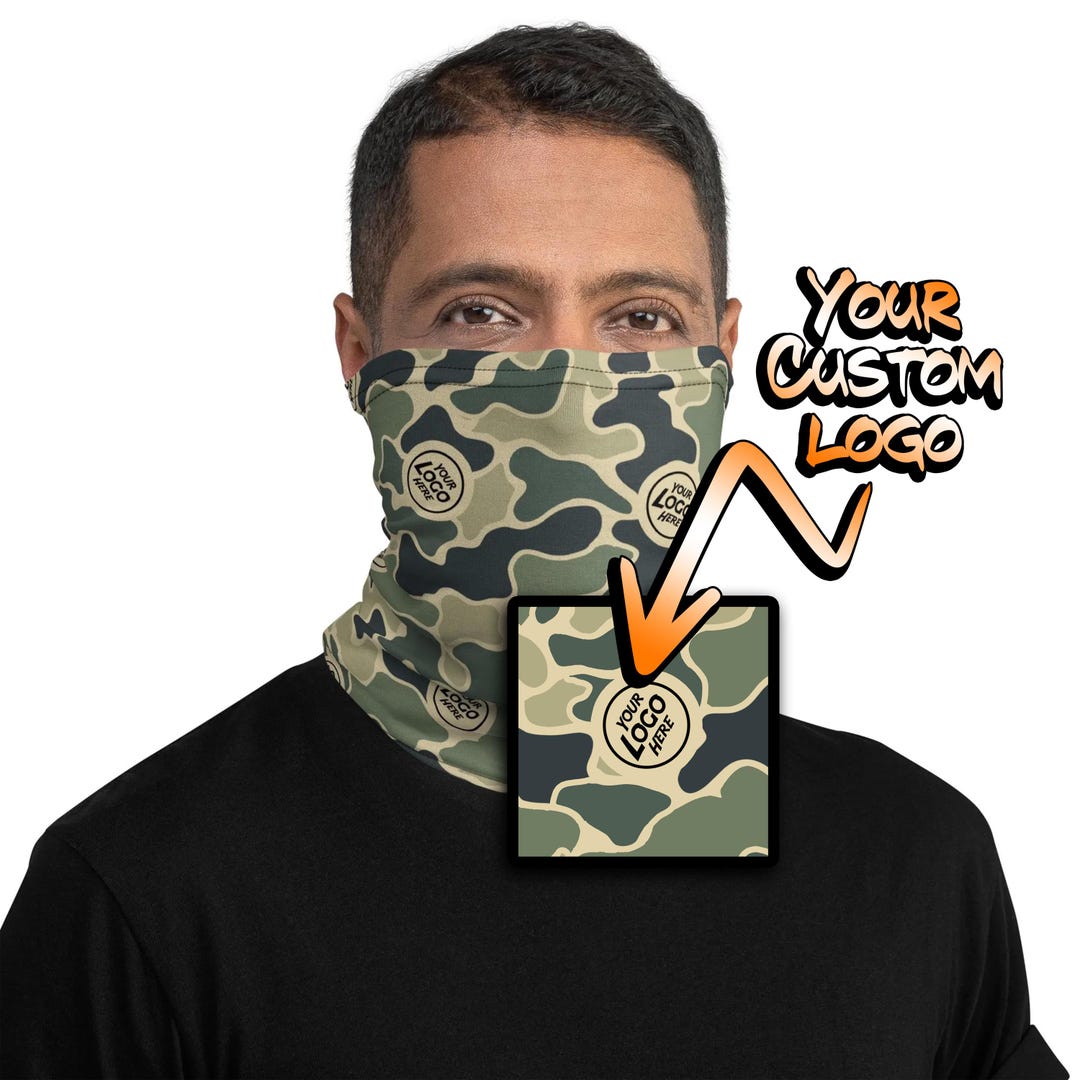CUSTOM LOGO Camo Pattern With Your Logo Neck Gaiter - Burlebo ...