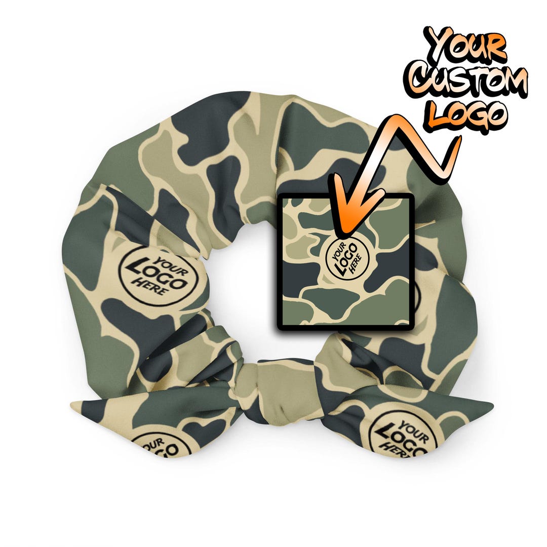 CUSTOM LOGO Camo Pattern With Your Logo Recycled Scrunchie - Burlebo ...