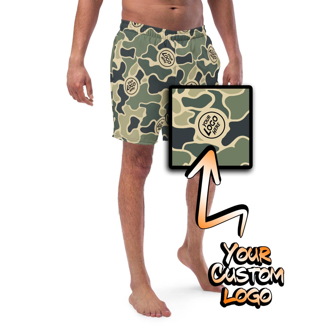 CUSTOM LOGO Camo Pattern With Your Logo Recycled Swim Trunks - Burlebo ...