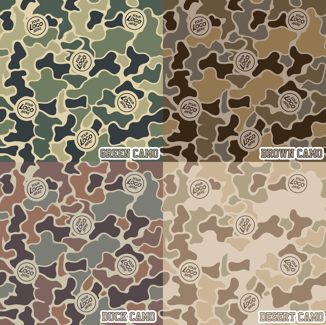 CUSTOM LOGO Camo Pattern With Your Logo Wrapping Paper Sheets - Burlebo ...