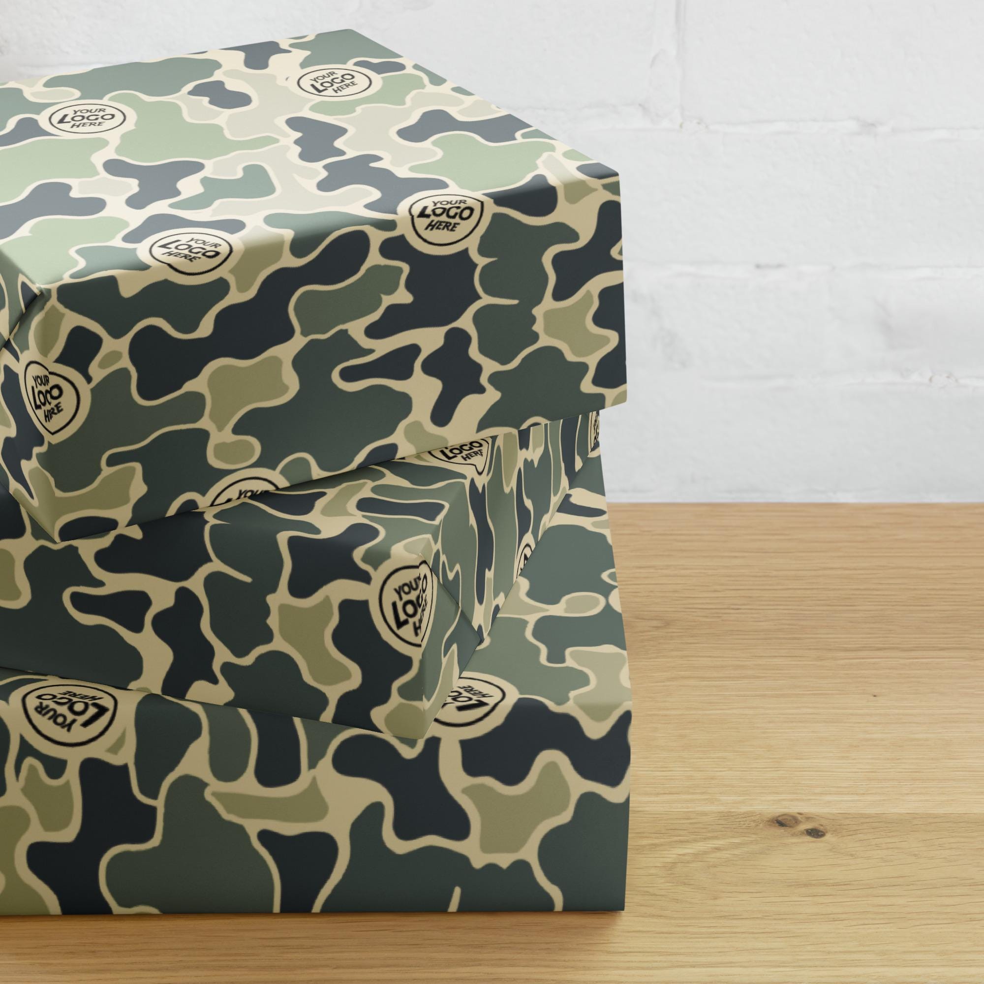 CUSTOM LOGO Camo Pattern With Your Logo Wrapping Paper Sheets - Burlebo ...