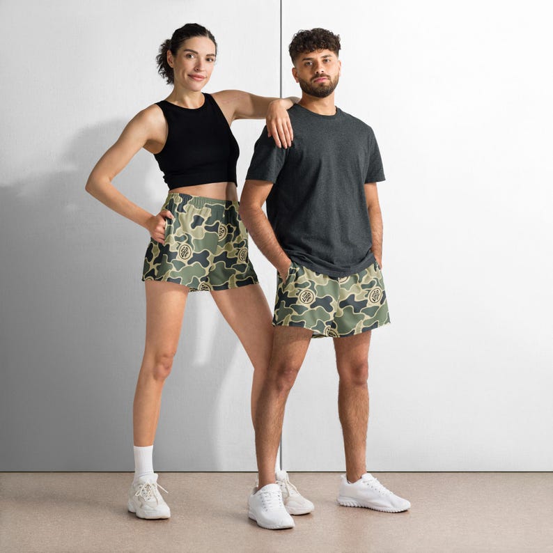 CUSTOM LOGO Camo Pattern With Your Logo Unisex Athletic Shorts ...