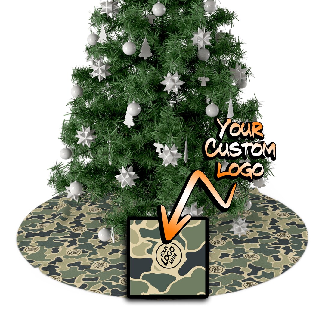 CUSTOM Camo Logo Camo Pattern Christmas Tree Skirt | Burlebo Camouflage ...