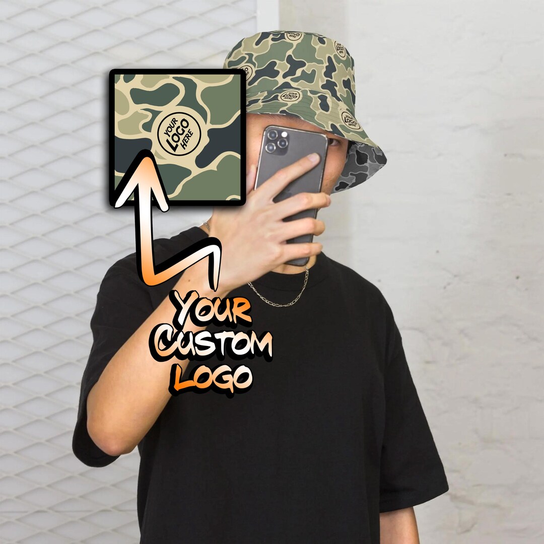 CUSTOM LOGO Camo Pattern Reversible Bucket Hat With Your Logo - Hunting ...