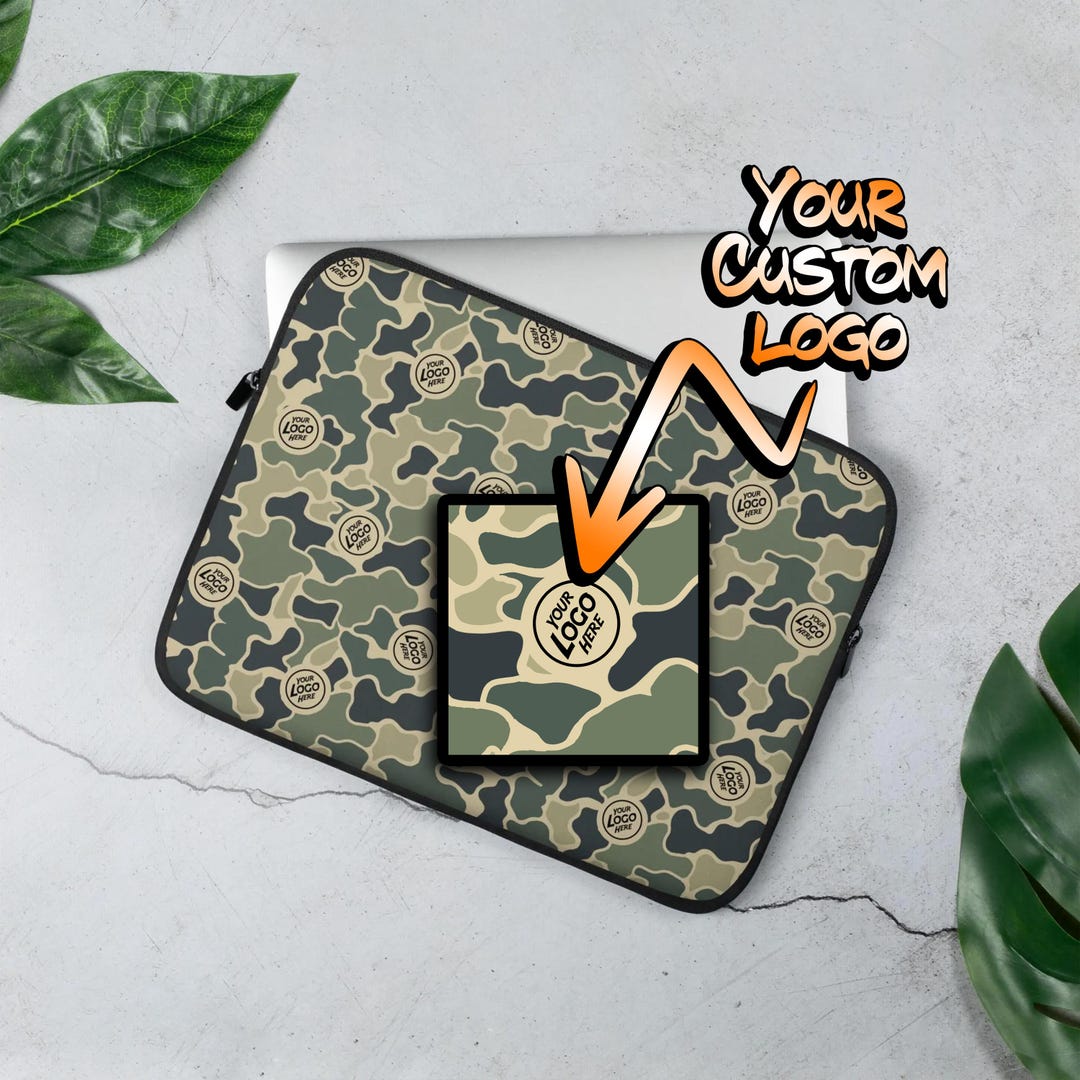 CUSTOM LOGO Camo Pattern With Your Logo Laptop Sleeve - Burlebo ...