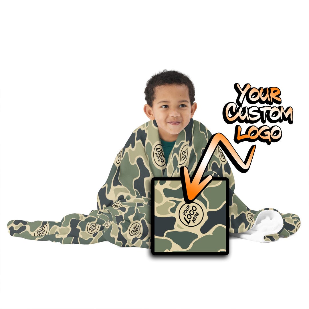 CUSTOM LOGO Camo Pattern With Your Logo Throw Blanket - Burlebo ...