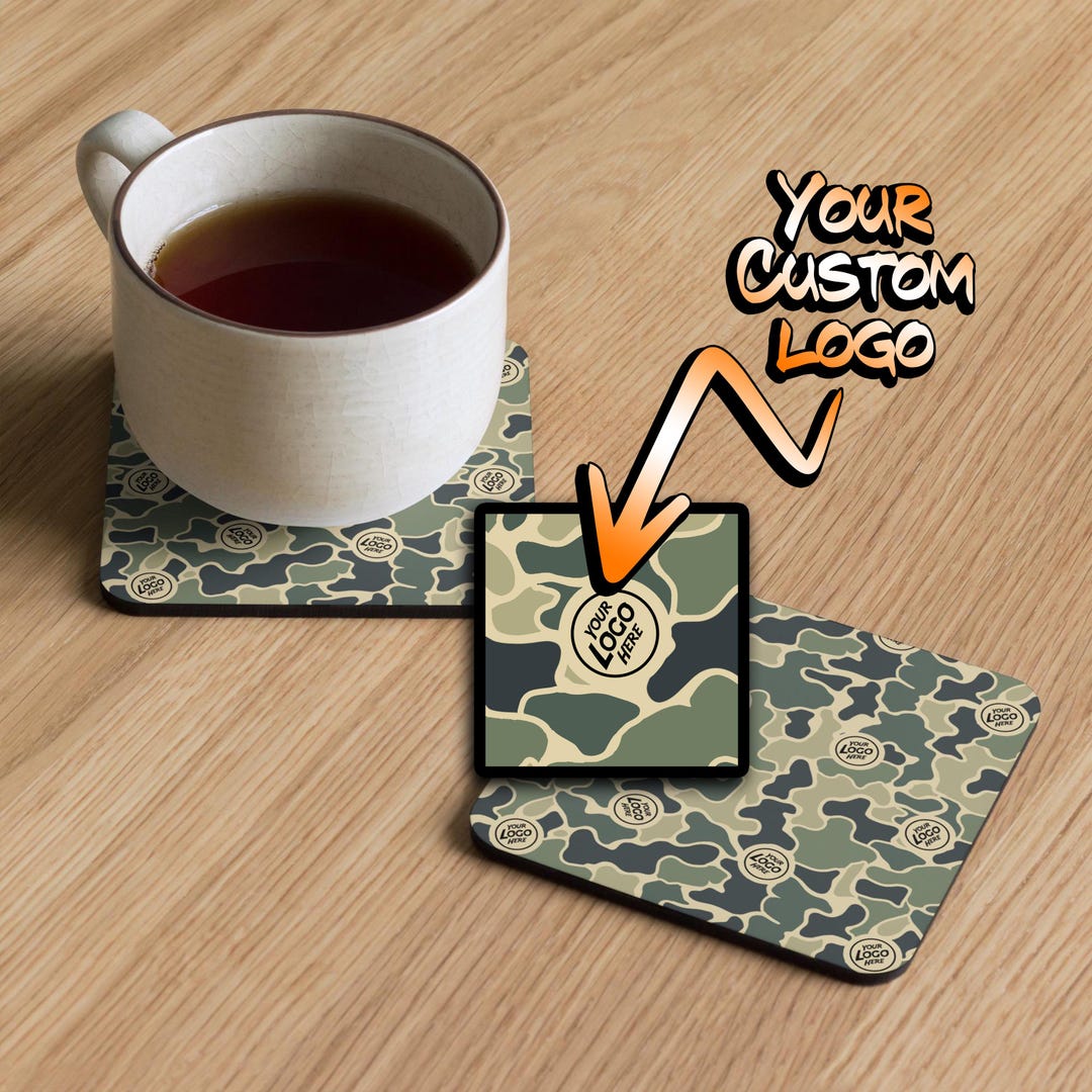 CUSTOM LOGO Camo Pattern With Your Logo Cork-back Drink Coaster ...
