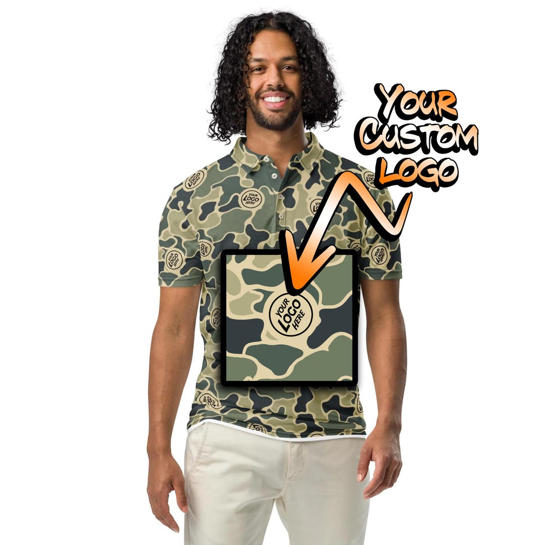 CUSTOM LOGO Camo Pattern With Your Logo - Men’s Slim Fit Polo - Burlebo ...