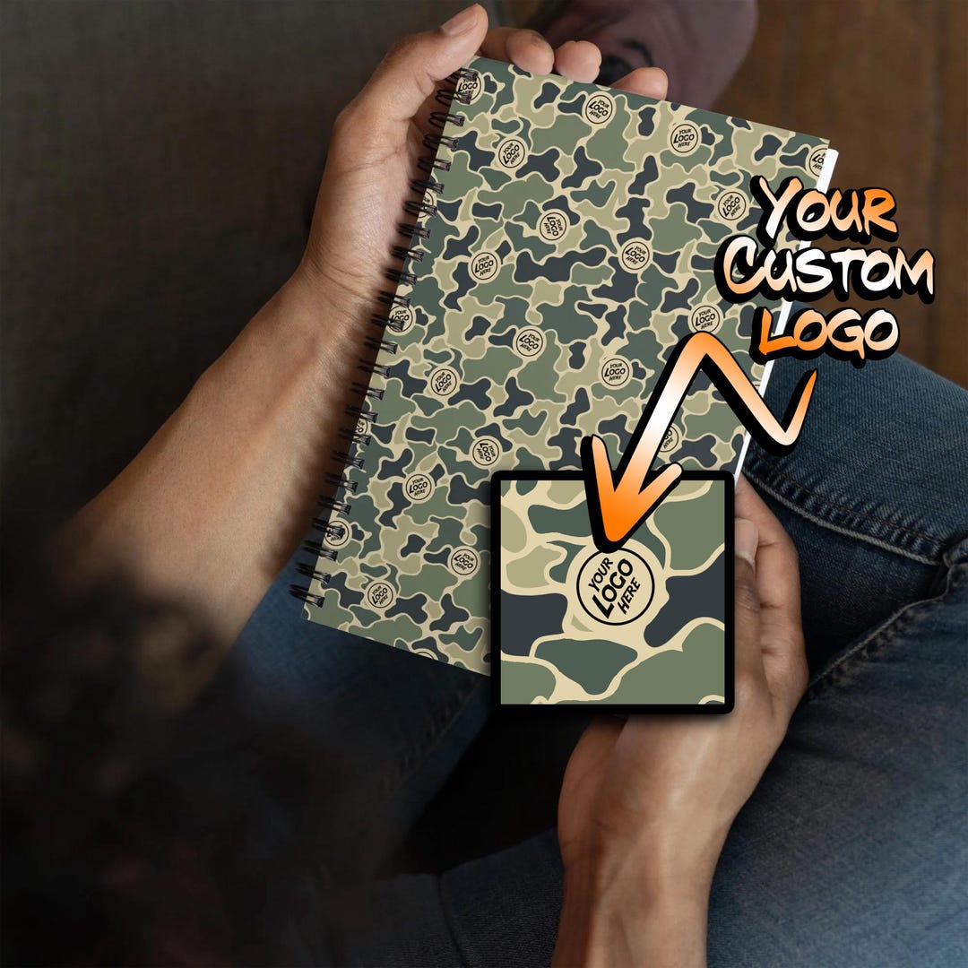 CUSTOM LOGO Camo Pattern With Your Logo Spiral Notebook - Burlebo ...