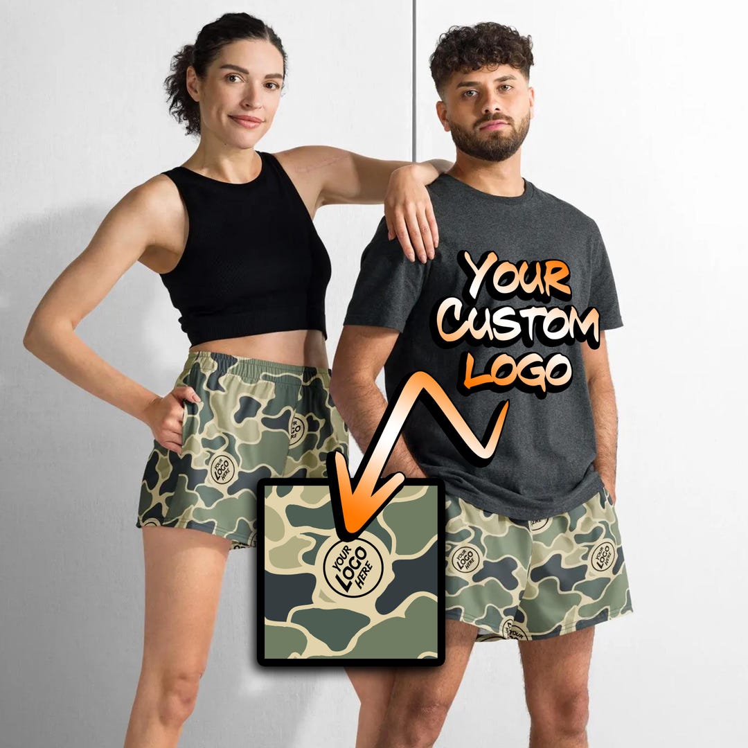 CUSTOM LOGO Camo Pattern With Your Logo Unisex Athletic Shorts ...