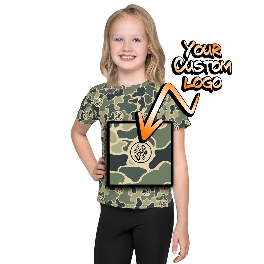 CUSTOM LOGO Camo Pattern With Your Logo - Kids Crew Neck T-shirt ...