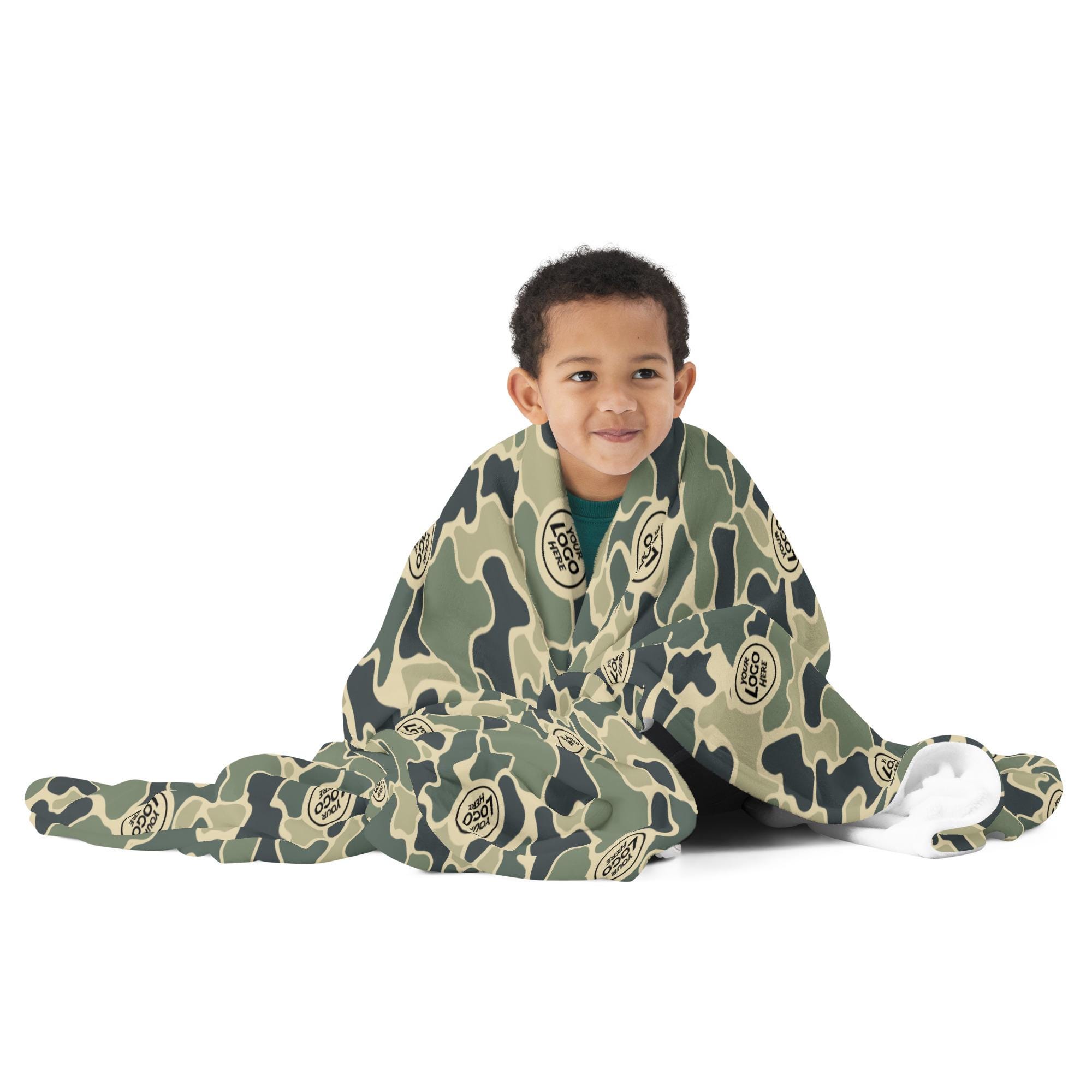 CUSTOM LOGO Camo Pattern With Your Logo Throw Blanket - Burlebo ...