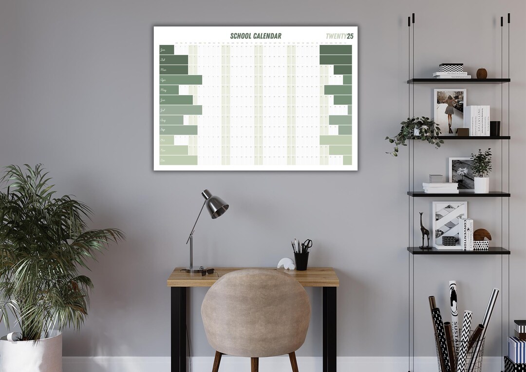 2025 Digital School Calendar | Size A0 Optimized Print | One Page PDF ...