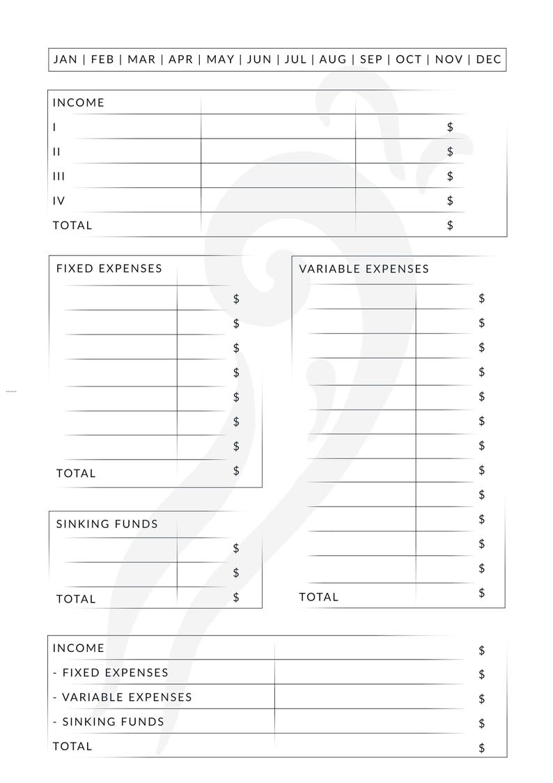 Printable Monthly Budget Planner | A4 PDF for Download | Income, Fixed ...