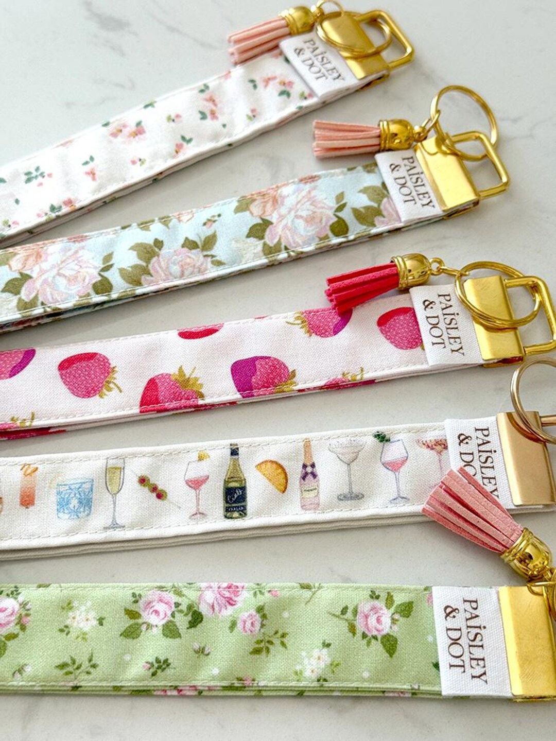 Cute Keychain Wristlet Lanyard With Charms. Birthday Gift Idea for Her ...