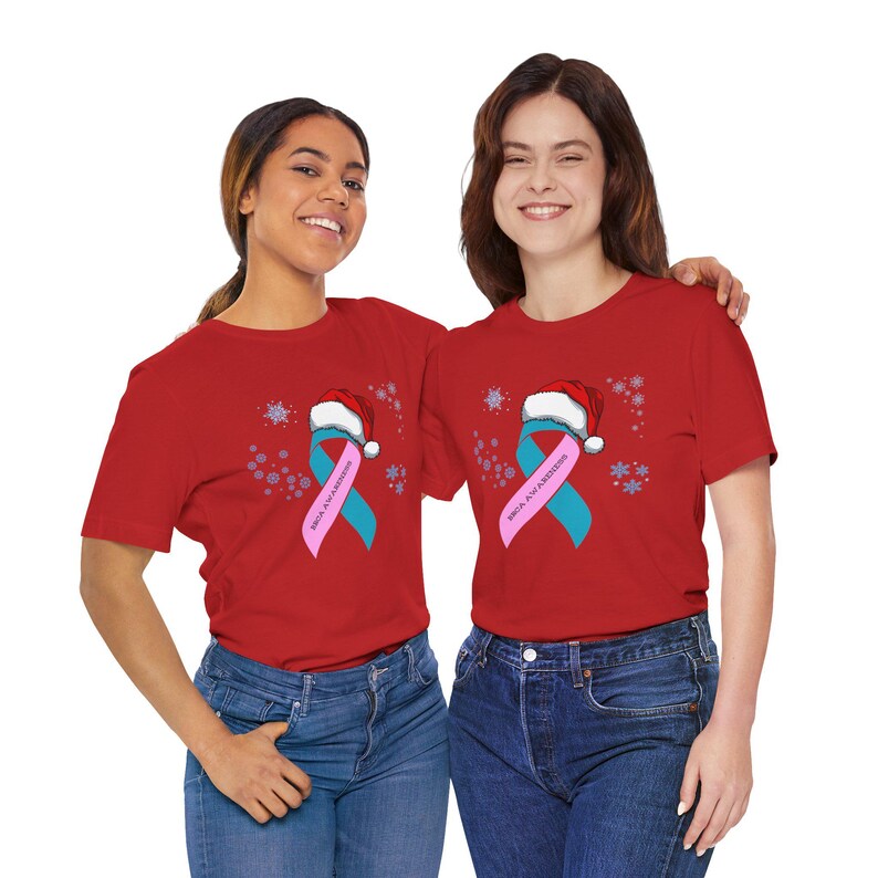 Holiday BRCA Awareness Tee, Christmas Previvor Shirt, Support Ribbon T ...