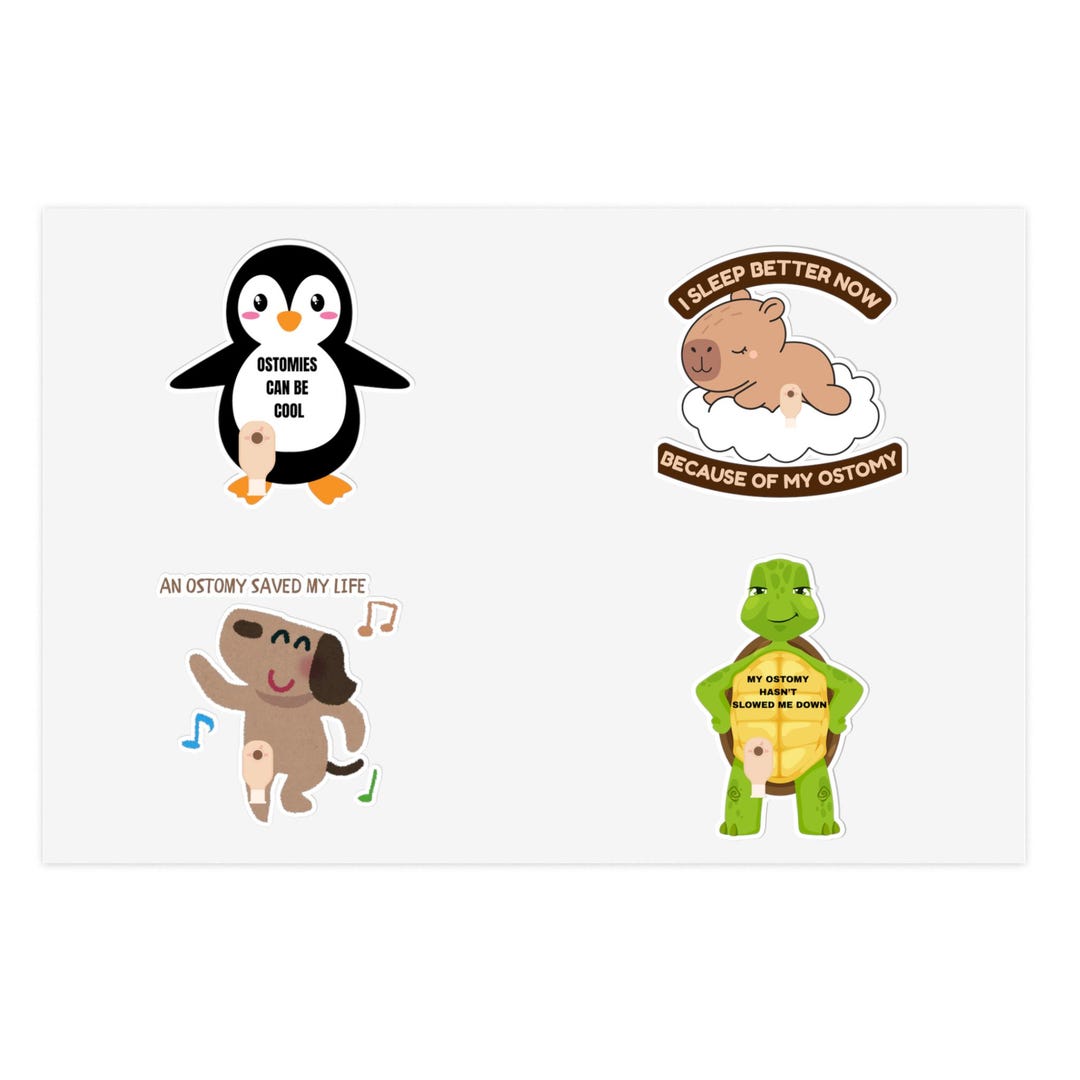 Ostomy Support Characters Sticker Sheet, Sticker Sheets, Penguin ...